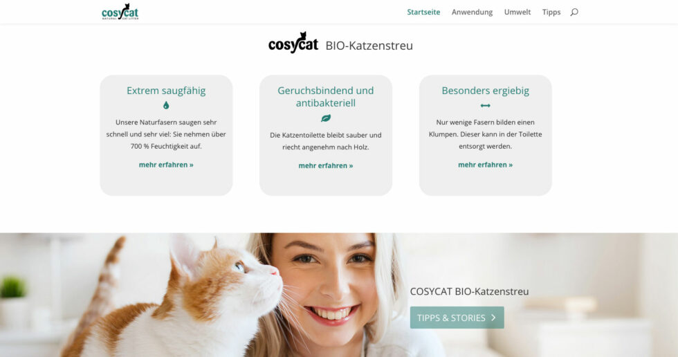 Produktseite COSYCAT | Werbeatelier infarbe-Design